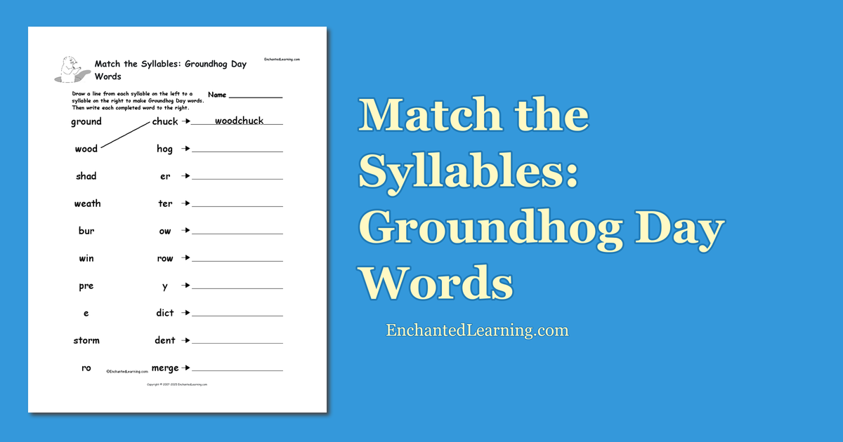 Match the Syllables: Groundhog Day Words - Enchanted Learning