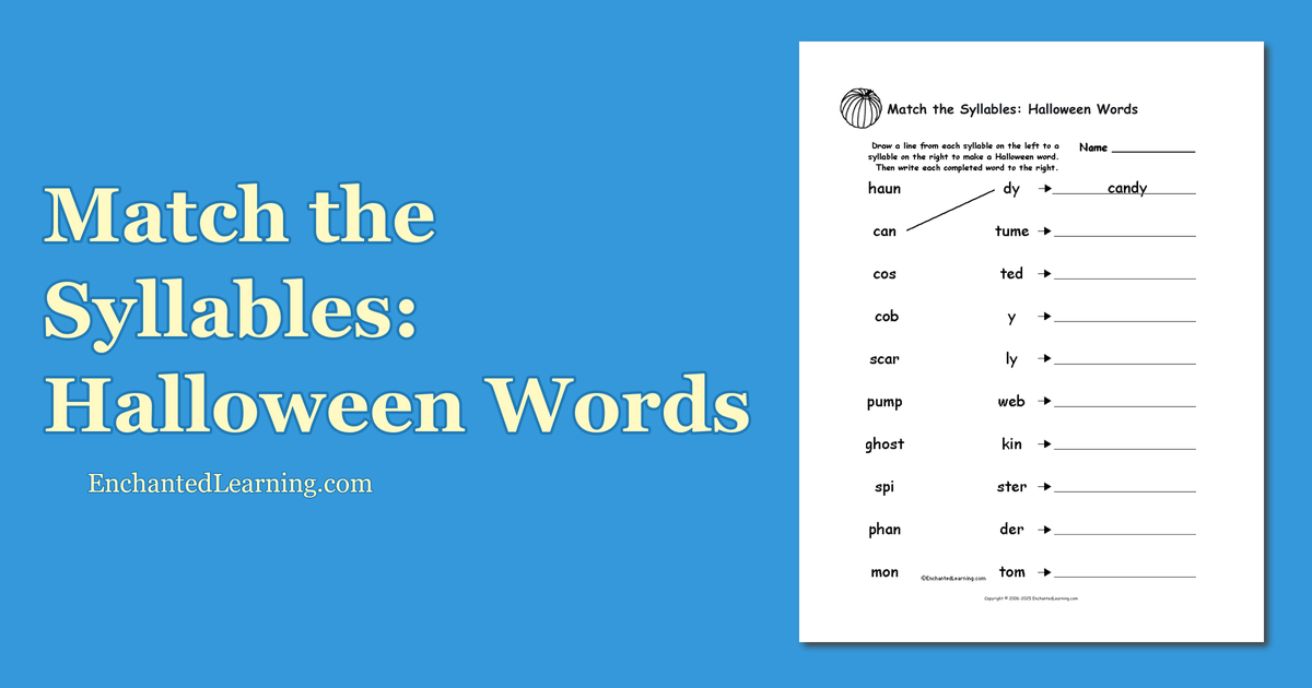 Match the Syllables: Halloween Words - Enchanted Learning