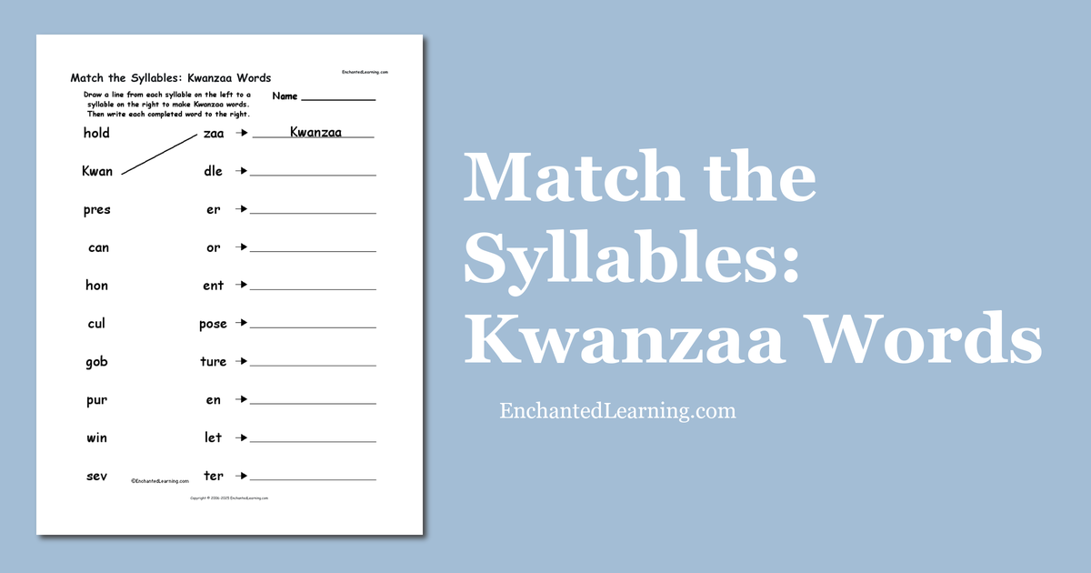 Match the Syllables: Kwanzaa Words - Enchanted Learning
