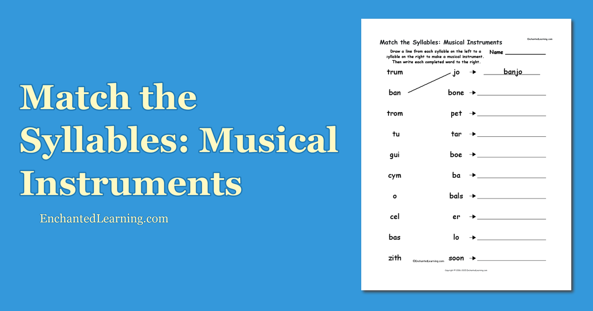 Match the Syllables: Musical Instruments - Enchanted Learning