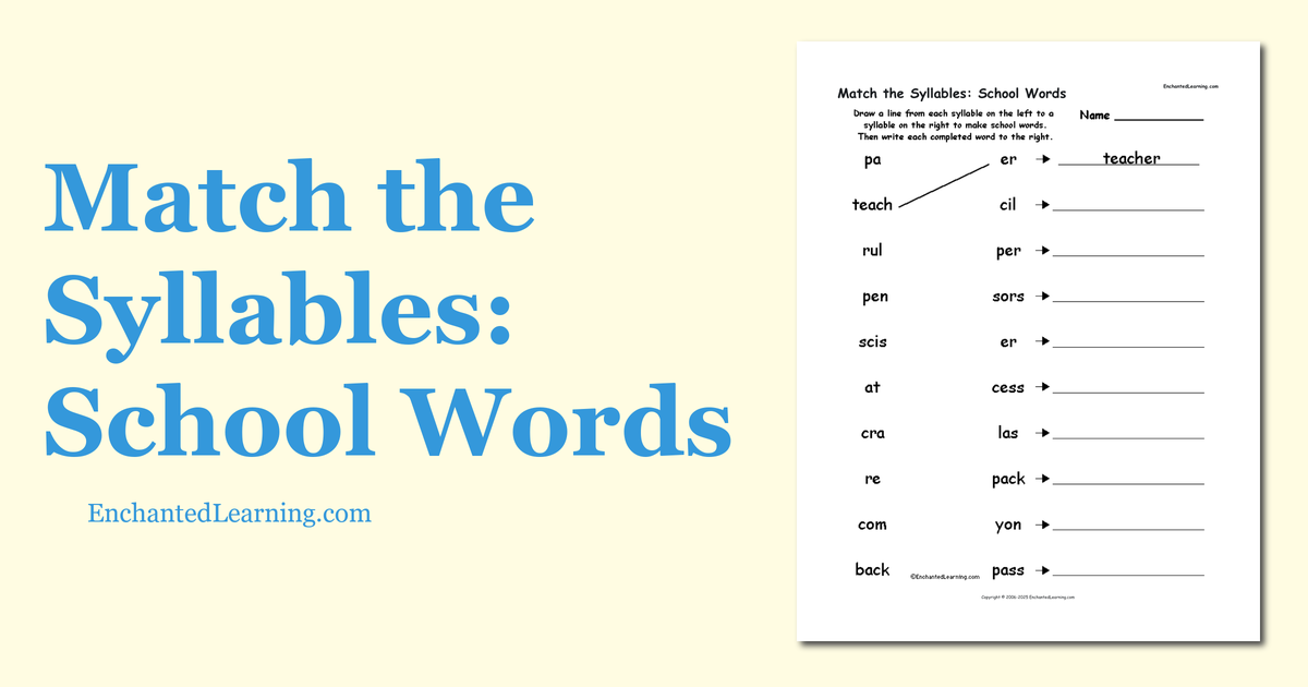 Match the Syllables: School Words - Enchanted Learning