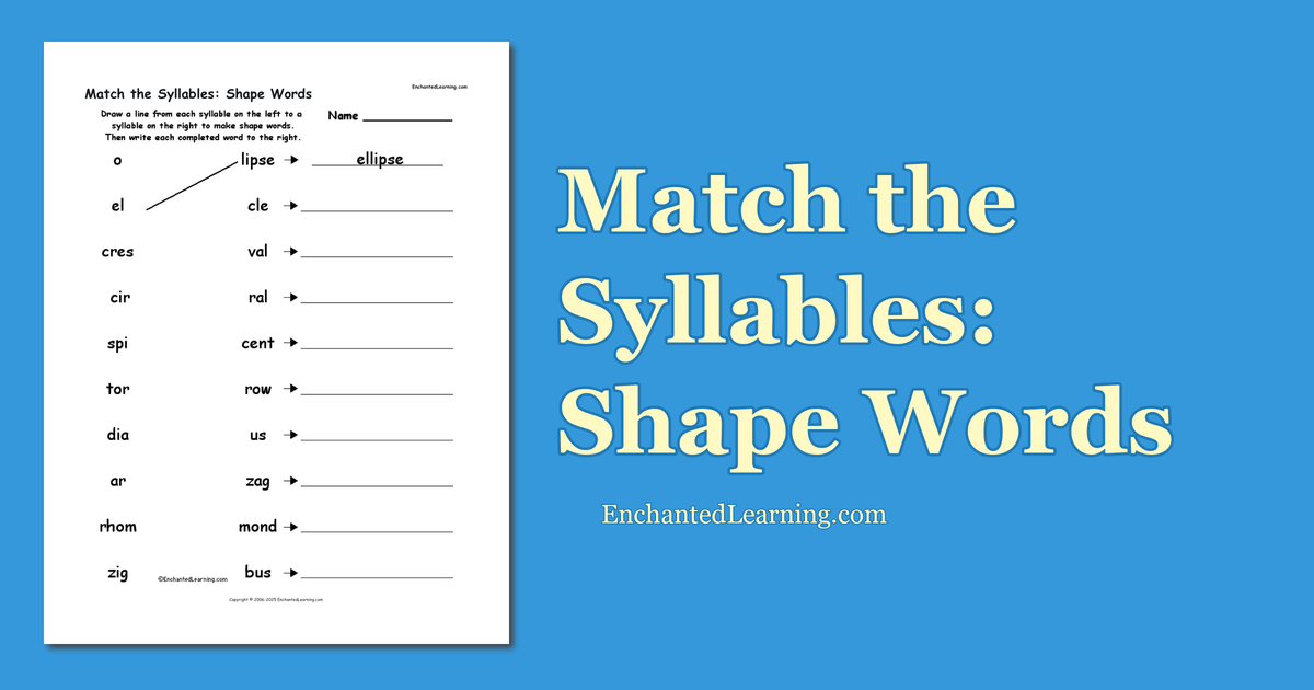 Match the Syllables: Shape Words - Enchanted Learning