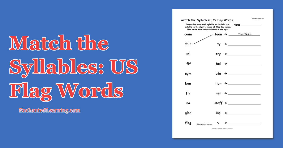 Match the Syllables: US Flag Words - Enchanted Learning