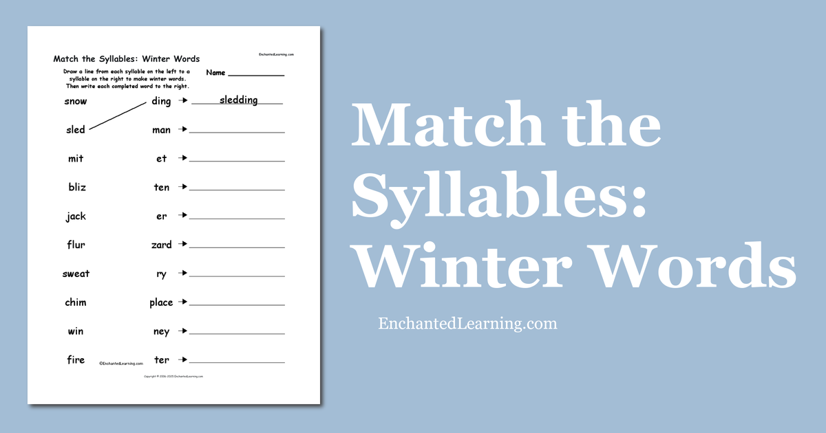 Match the Syllables: Winter Words - Enchanted Learning