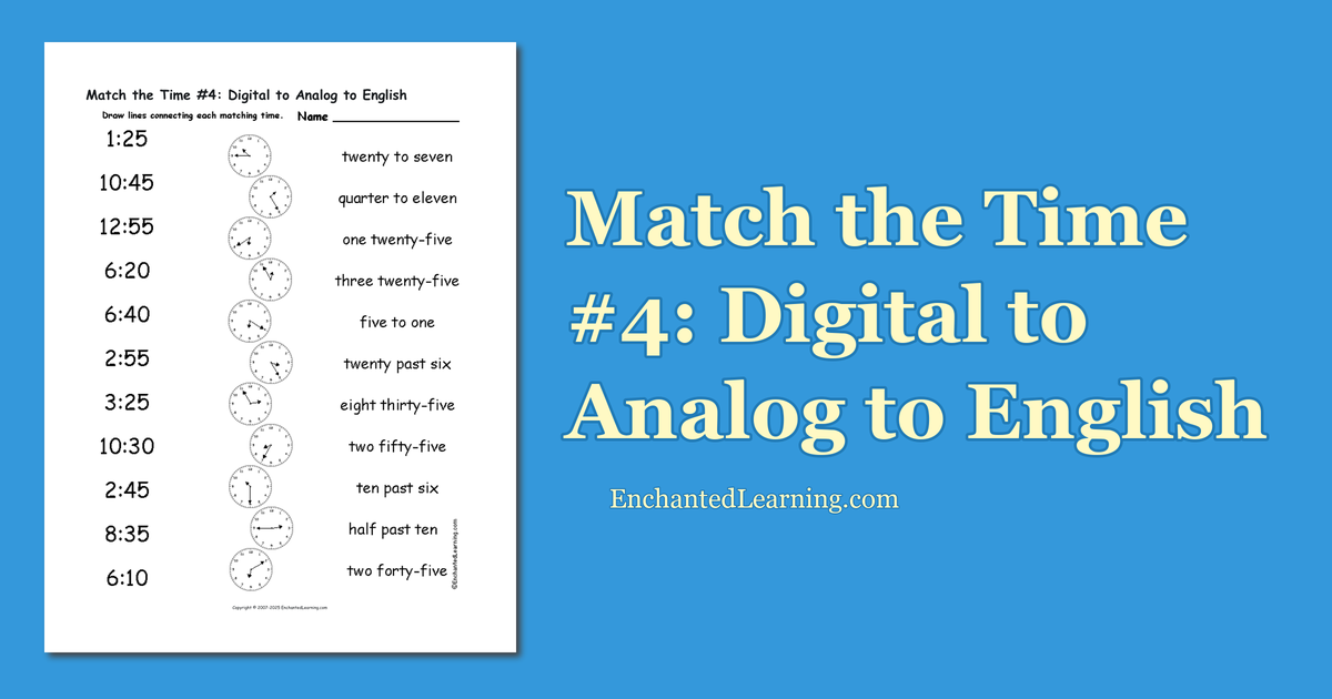 Match the Time #4: Digital to Analog to English - Enchanted Learning