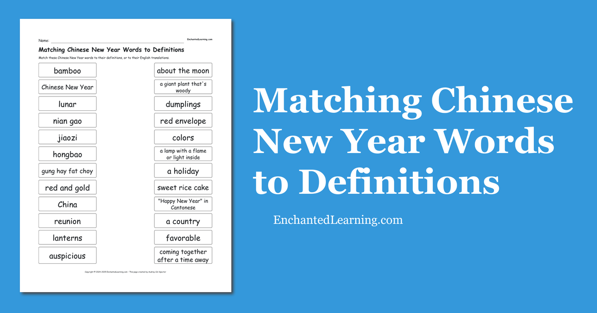 Matching Chinese New Year Words to Definitions - Enchanted Learning