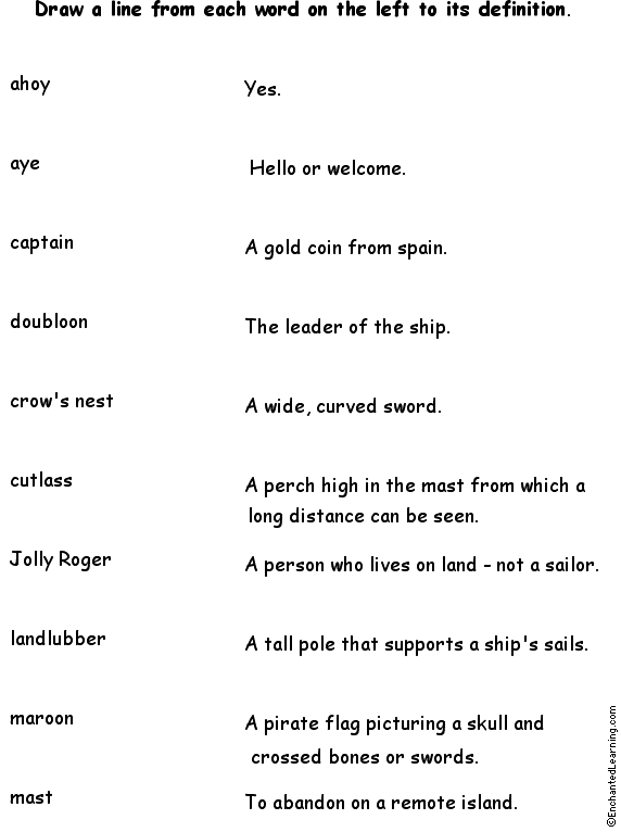 Pirate Theme Page - Enchanted Learning