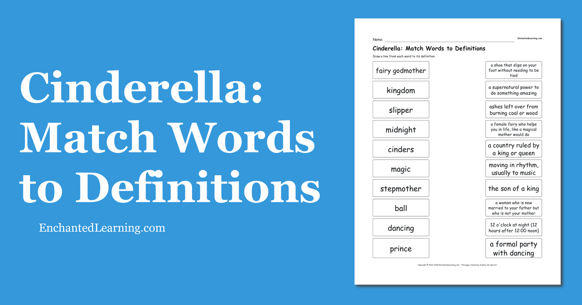 Cinderella: Match Words to Definitions - Enchanted Learning