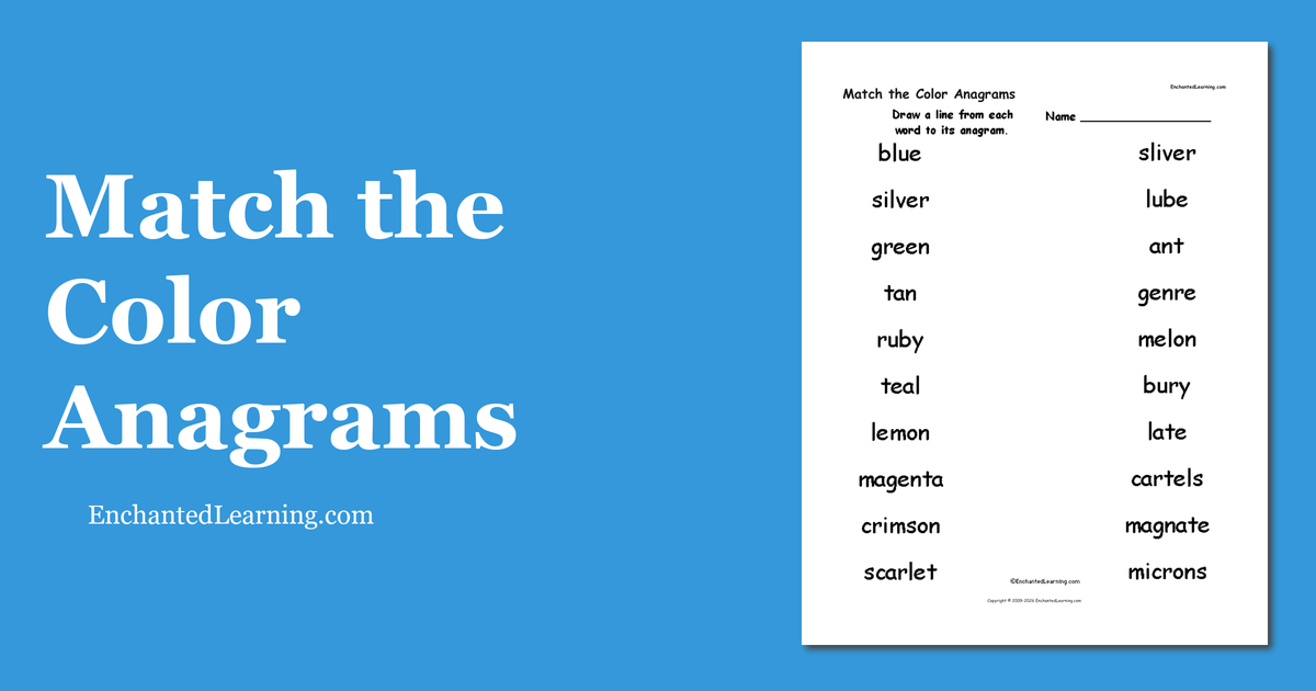 Match the Color Anagrams - Enchanted Learning