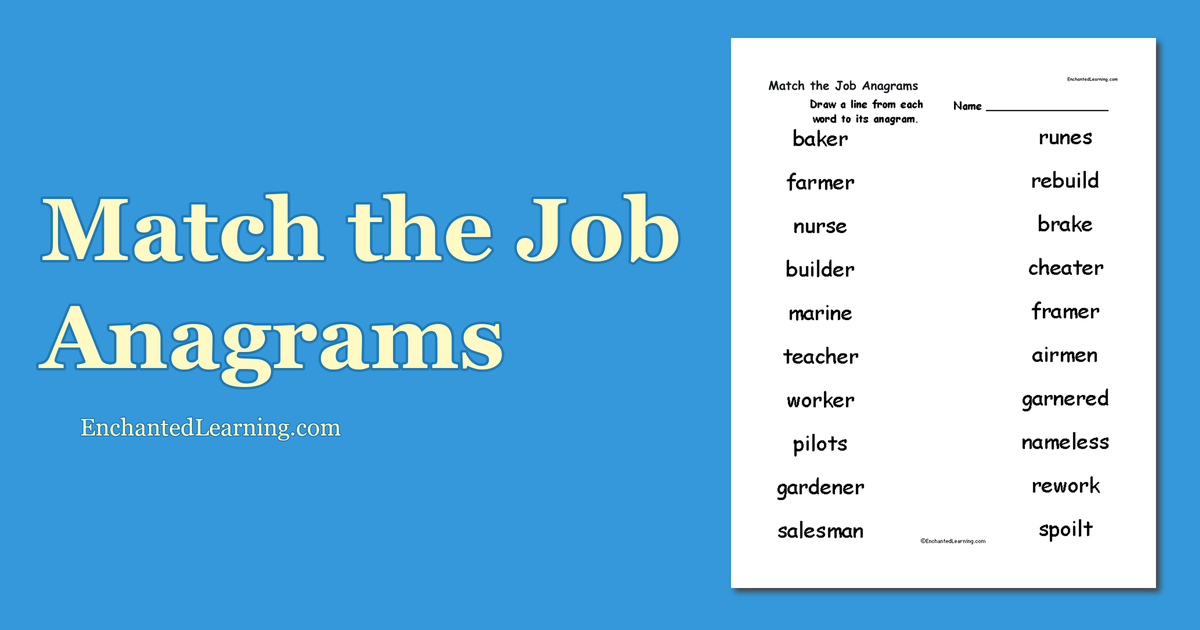 Match the Job Anagrams - Enchanted Learning