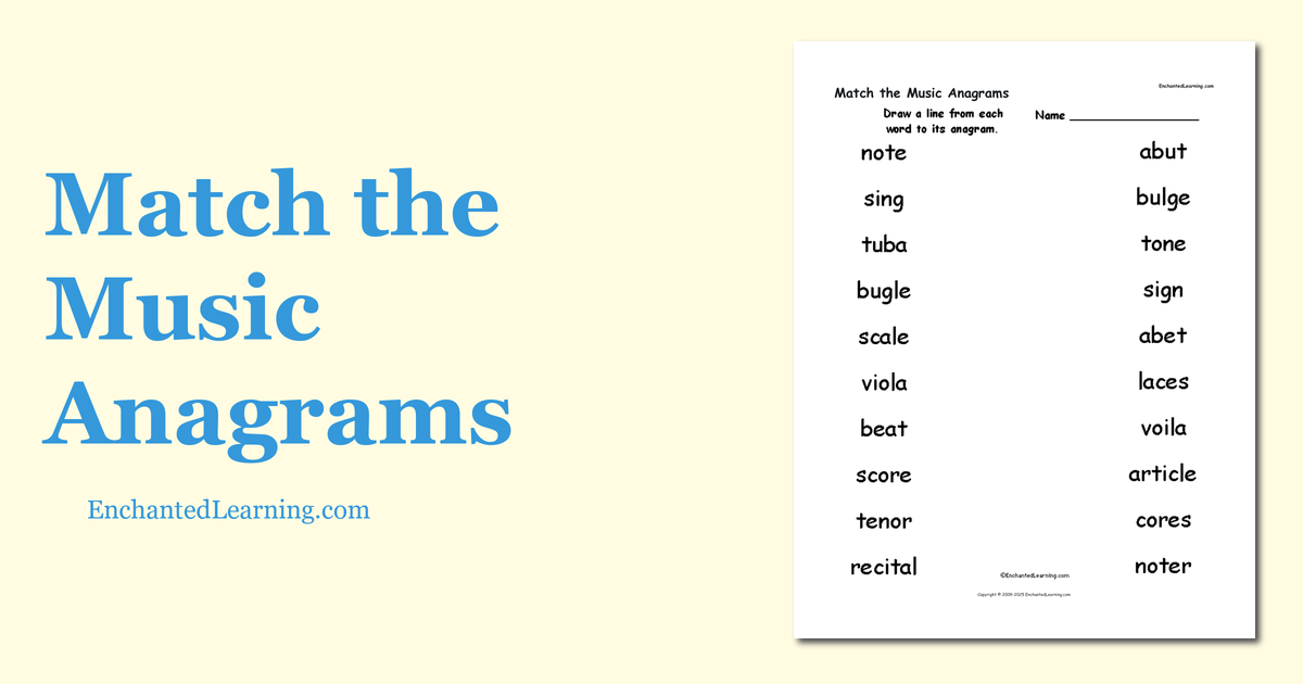 Match the Music Anagrams - Enchanted Learning