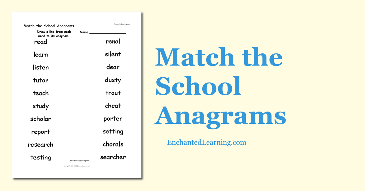 Match the School Anagrams - Enchanted Learning