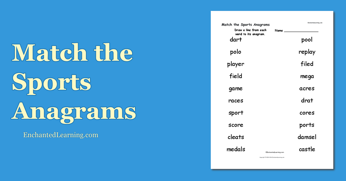 Match the Sports Anagrams - Enchanted Learning