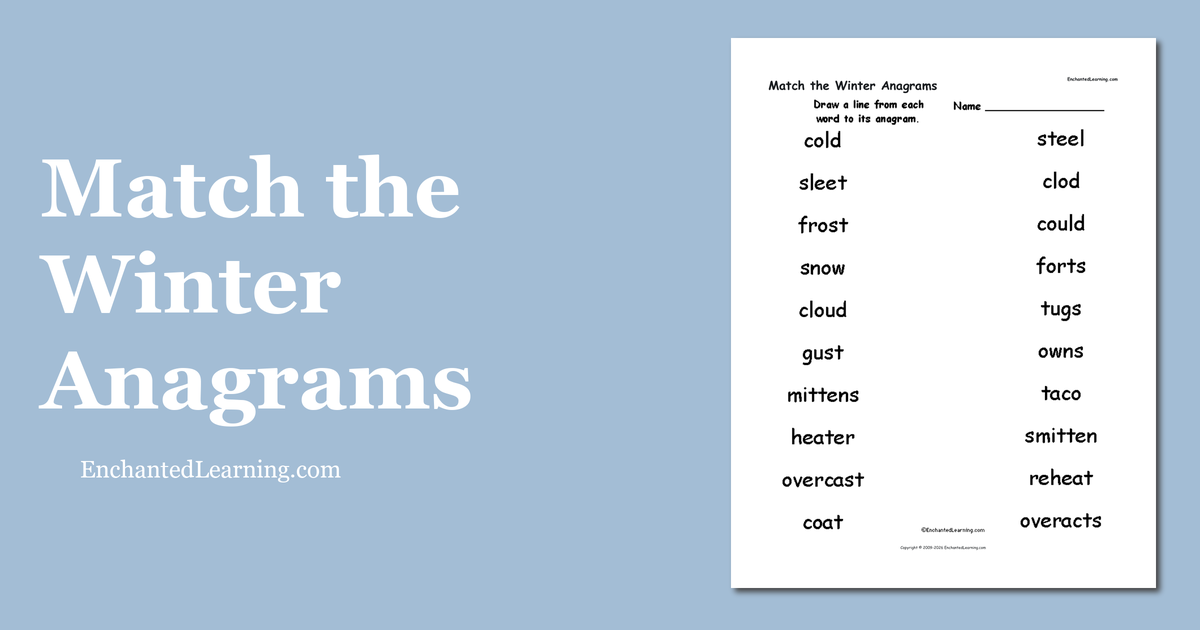 Match the Winter Anagrams - Enchanted Learning