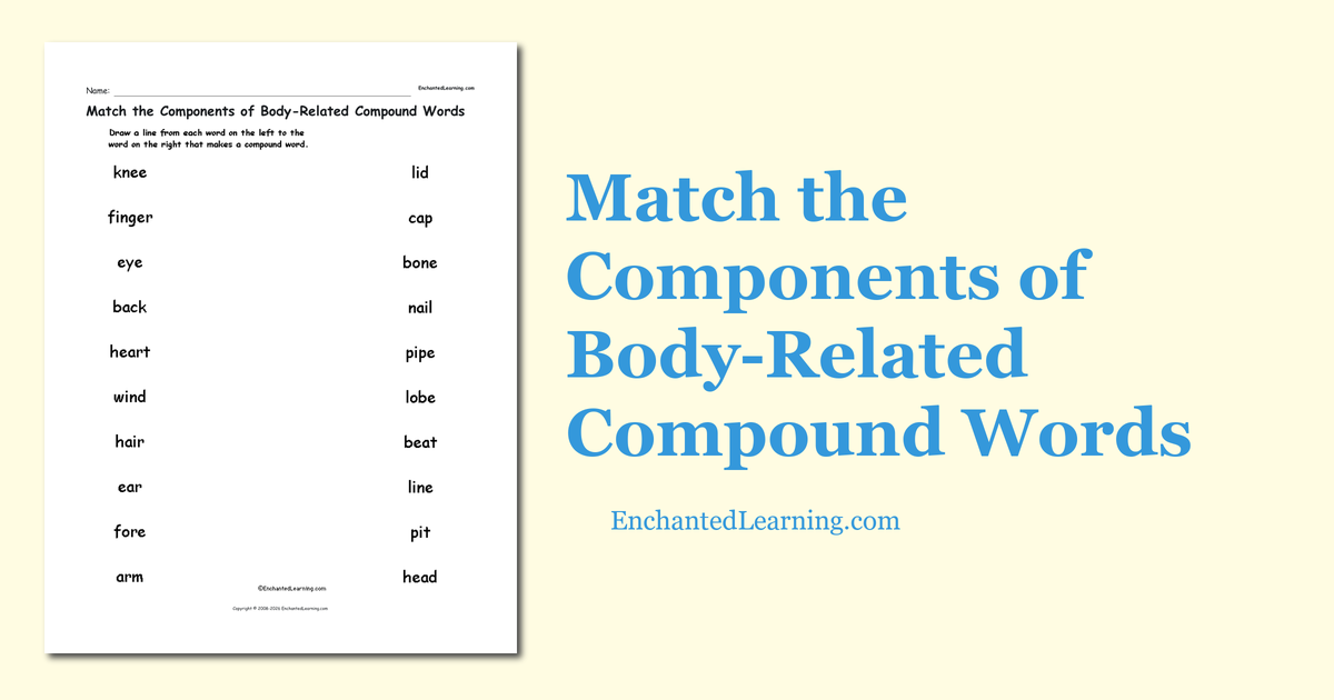 Match the Components of Body-Related Compound Words - Enchanted Learning