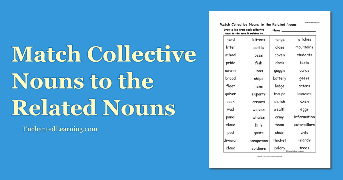 Match Collective Nouns to the Related Nouns - Enchanted Learning