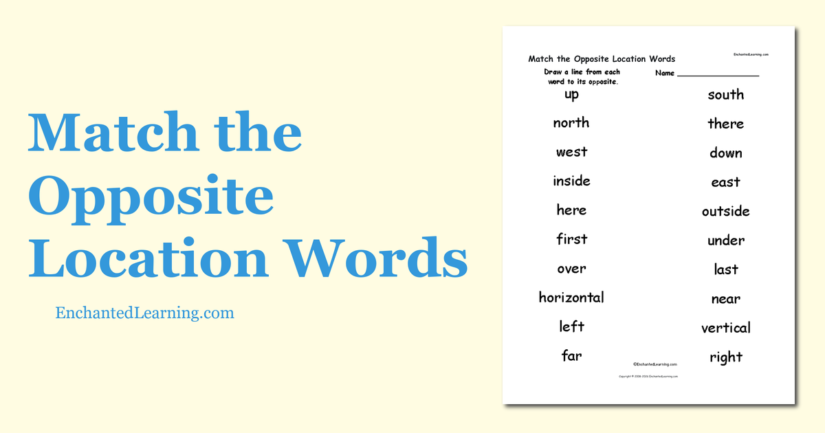 Match the Opposite Location Words - Enchanted Learning