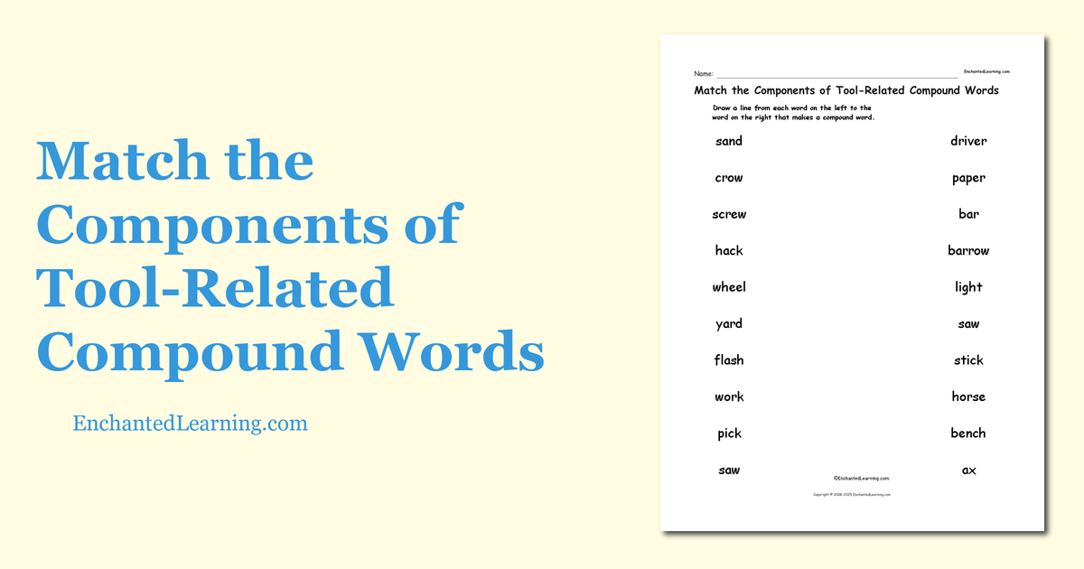 Match the Components of Tool-Related Compound Words - Enchanted Learning