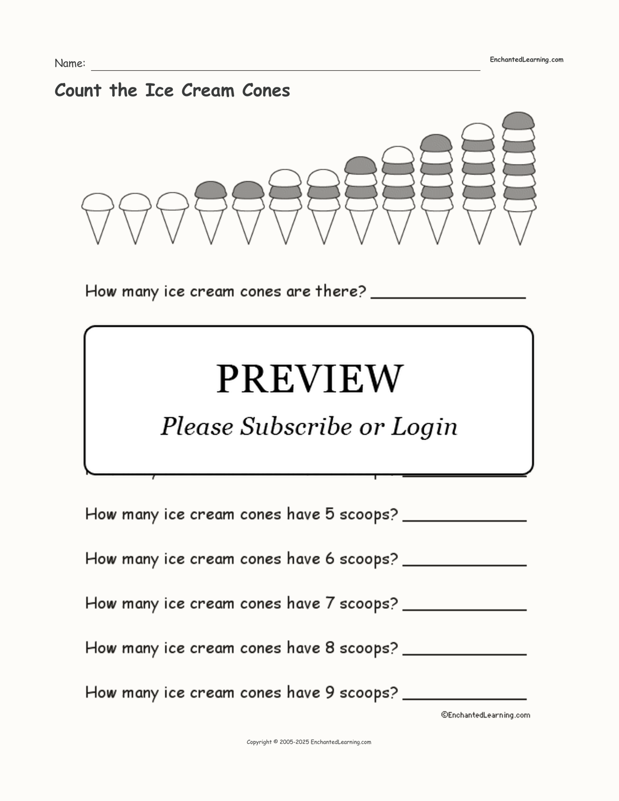 Count The Ice Cream Cones Enchanted Learning