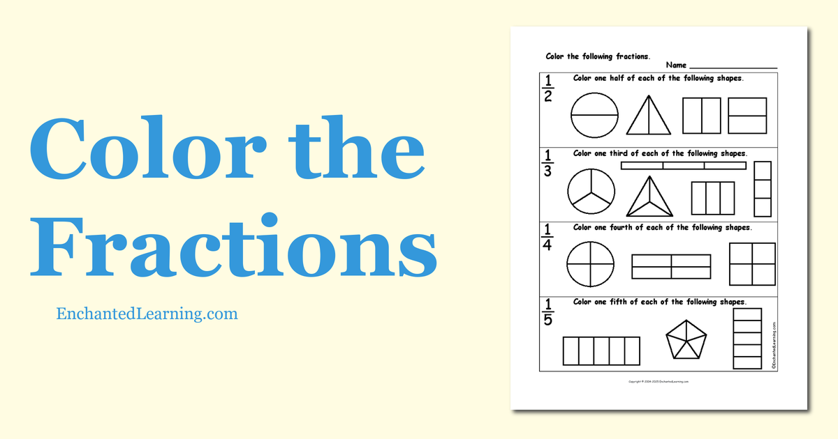 Color the Fractions - Enchanted Learning