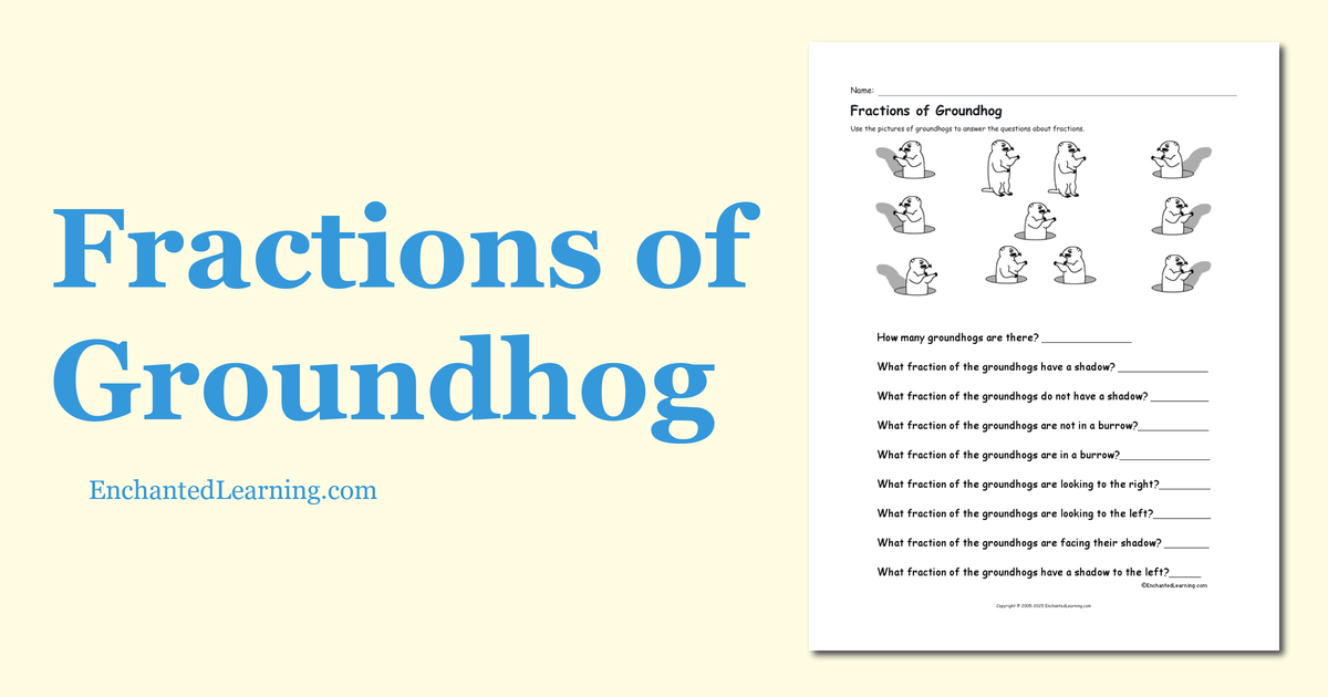 Fractions of Groundhog Printout - Enchanted Learning