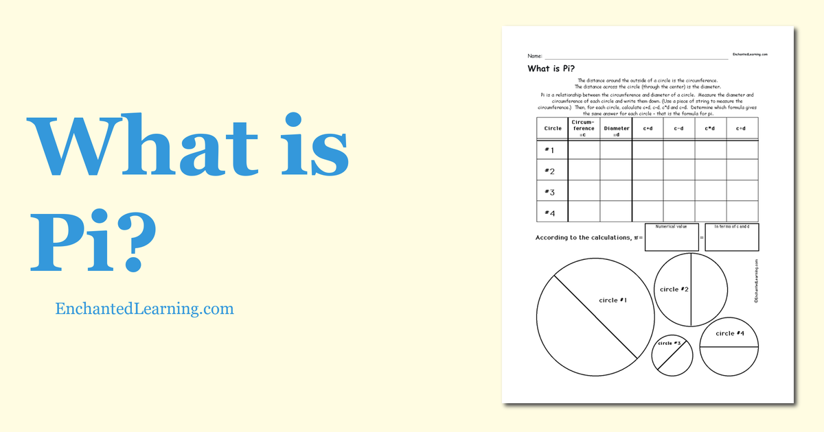What is Pi? Worksheet - Enchanted Learning