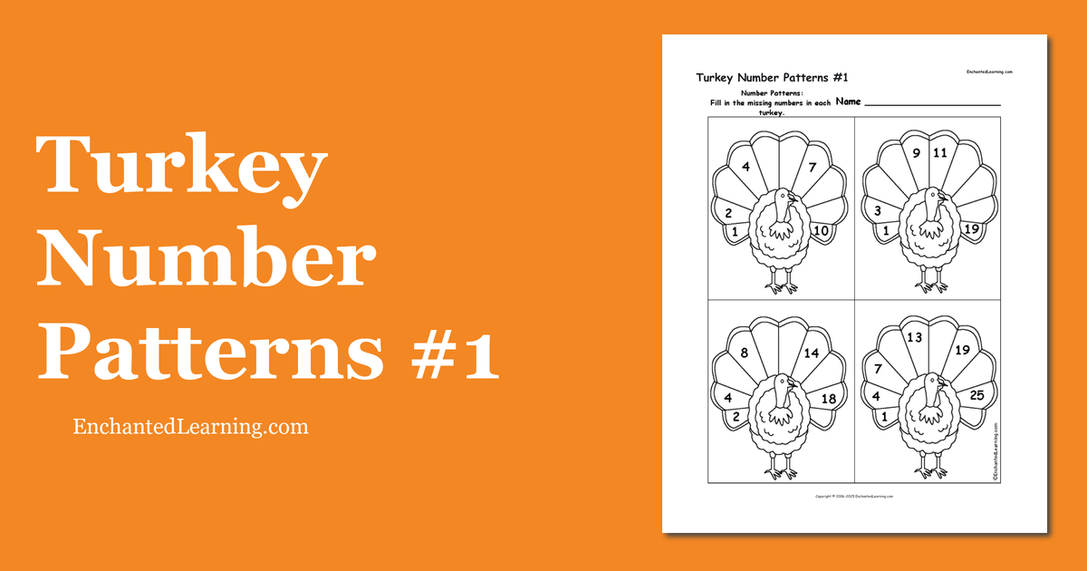 Turkey Number Patterns #1 - Enchanted Learning