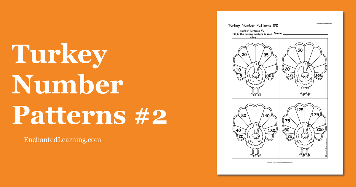Turkey Number Patterns #2 - Enchanted Learning