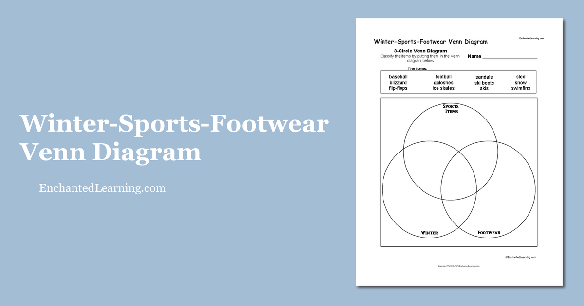 Winter-Sports-Footwear Venn Diagram - Enchanted Learning