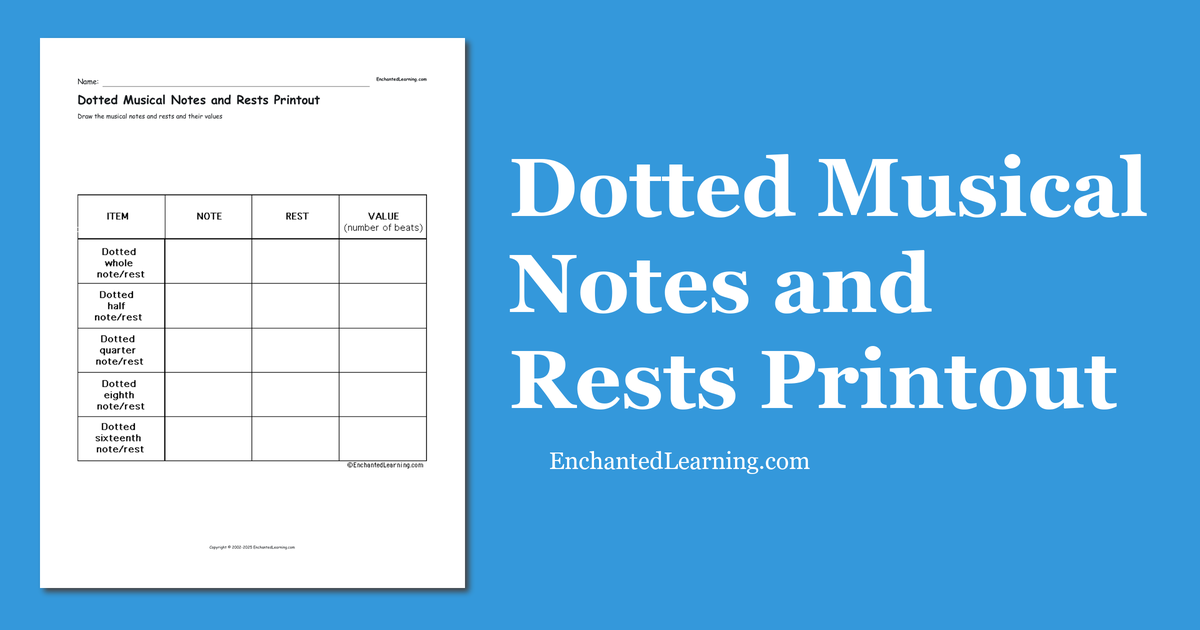 Dotted Musical Notes and Rests Printout - Enchanted Learning