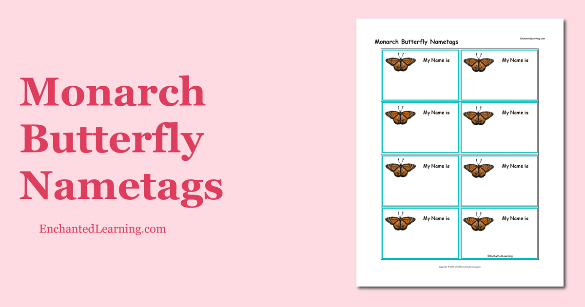 Monarch Butterfly Nametags (Color) - Enchanted Learning