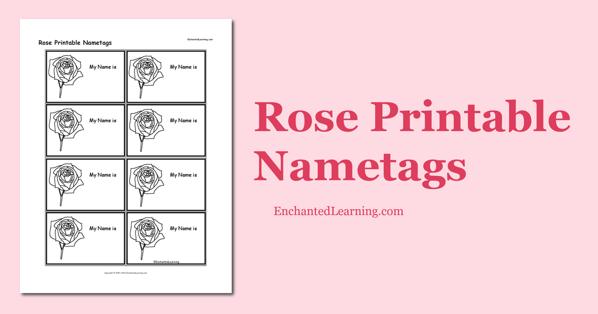 Rose Printable Nametags - Enchanted Learning