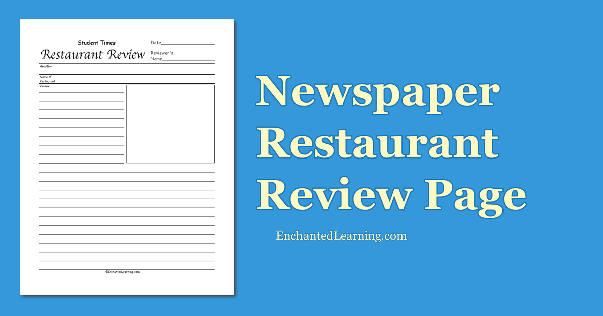 Newspaper Restaurant Review Page - Enchanted Learning