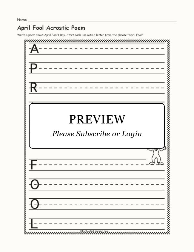 April Fool's Day Acrostic Poem - Enchanted Learning