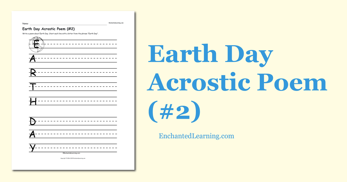 Earth Day Acrostic Poem 2 Enchanted Learning