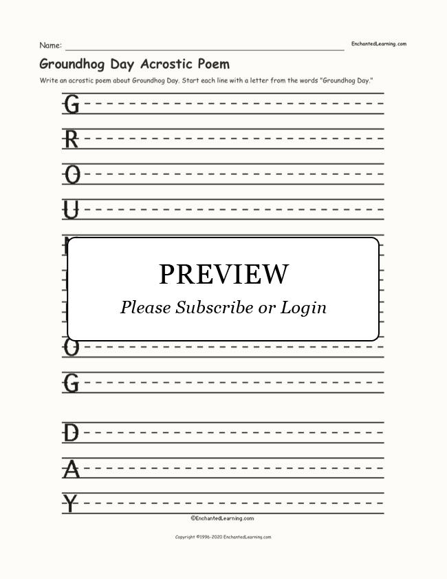 Groundhog Day Acrostic Poem - Enchanted Learning