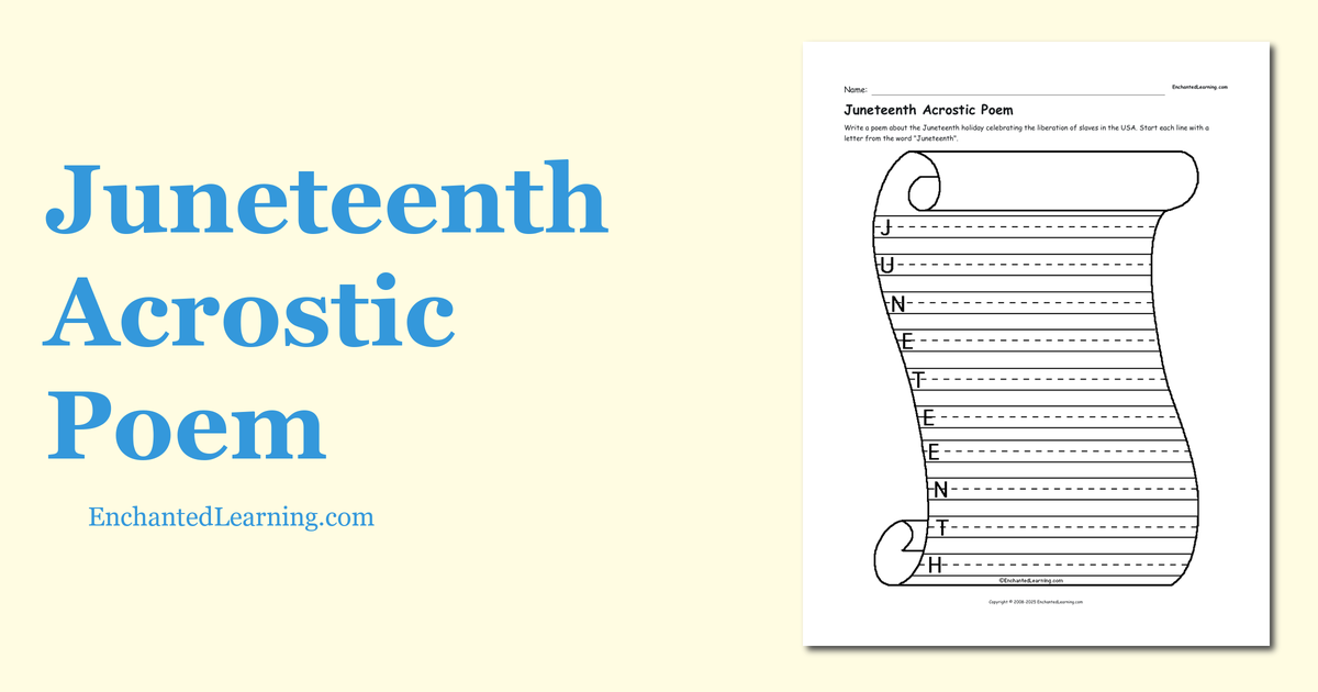 Juneteenth Acrostic Poem - Enchanted Learning