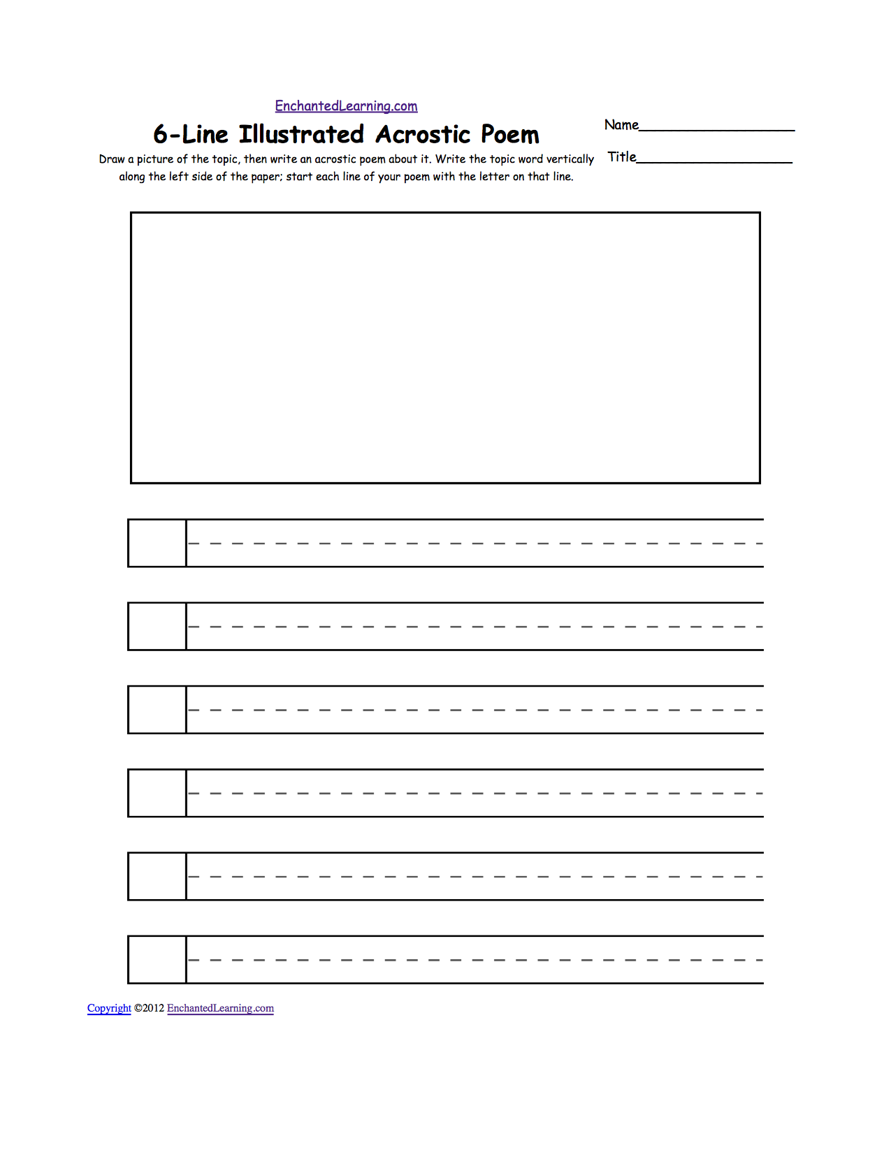 Illustrated Acrostic Poem Worksheets Worksheet Printout 