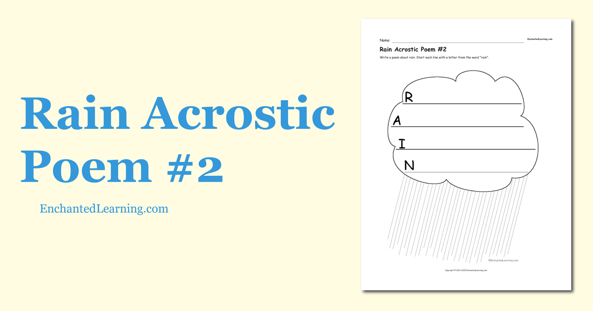 Rain Acrostic Poem #2 - Enchanted Learning