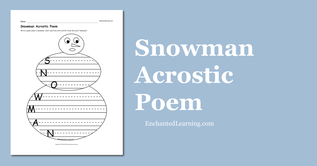 Snowman Acrostic Poem - Enchanted Learning