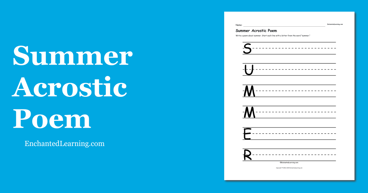 Summer Acrostic Poem - Enchanted Learning