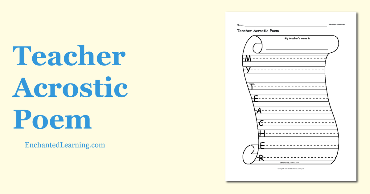 Teacher Acrostic Poem - Enchanted Learning