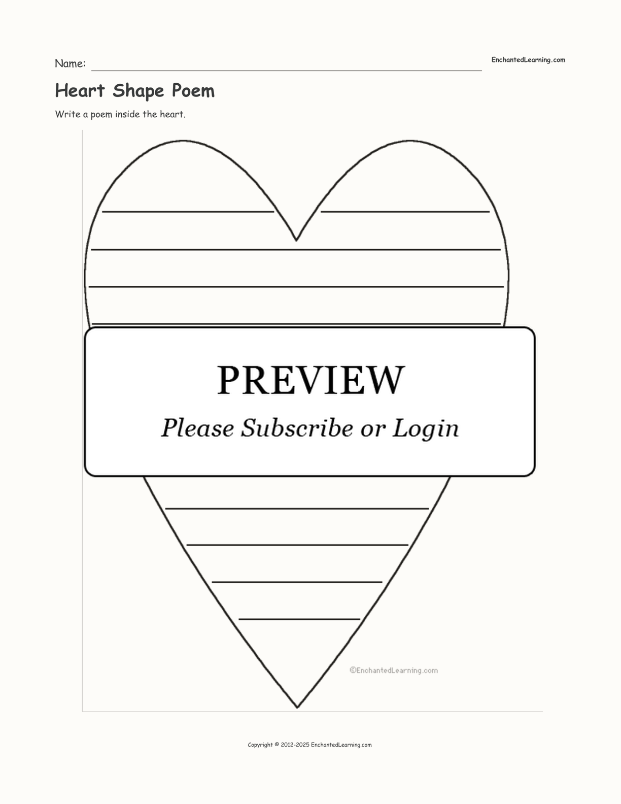 Heart Shape Poem Enchanted Learning
