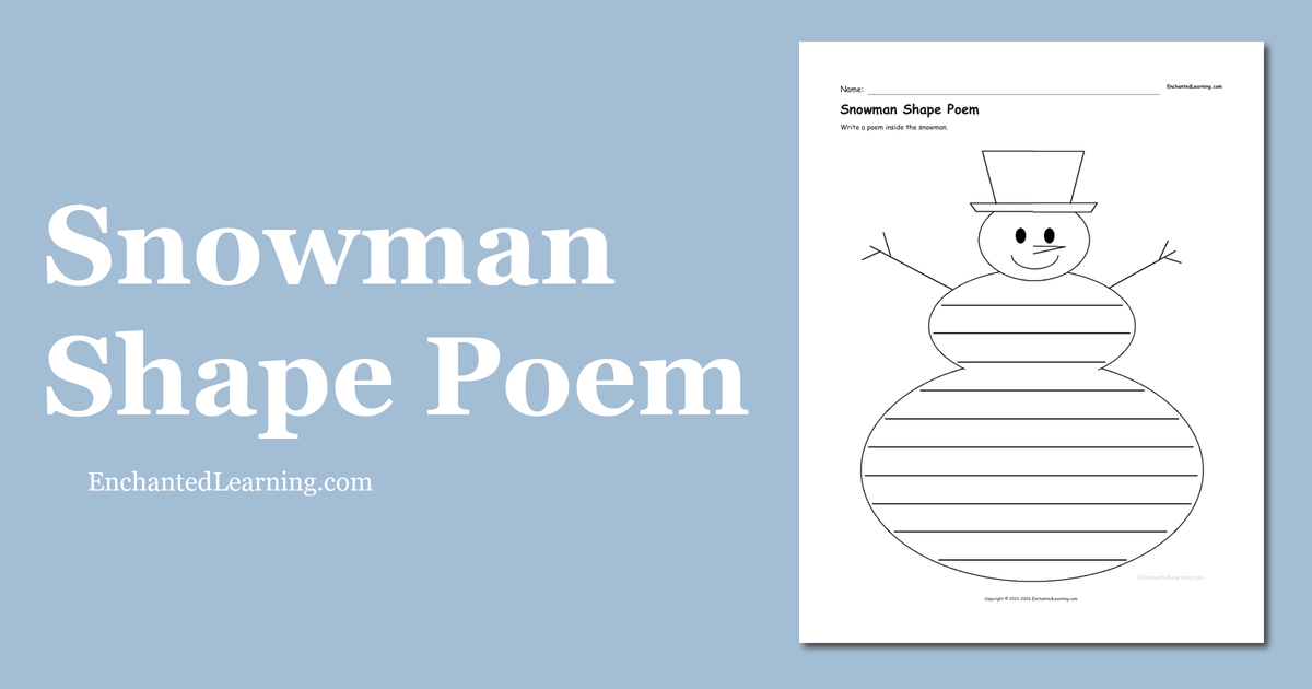 Snowman Shape Poem - Enchanted Learning