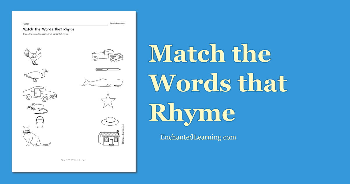 Match the Words that Rhyme Worksheet - Enchanted Learning
