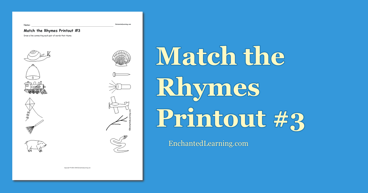Match the Rhymes Printout #3 - Enchanted Learning