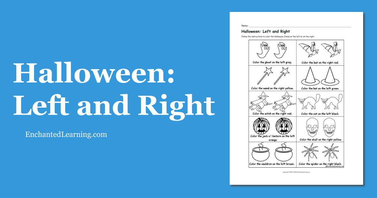 Halloween Coloring: Left and Right - Enchanted Learning