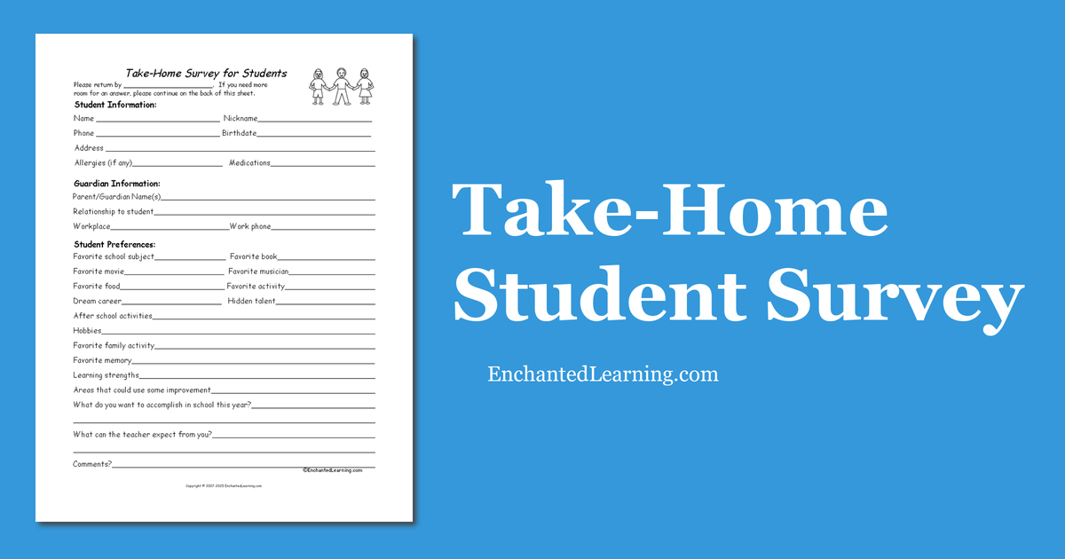 Take-Home Student Survey - Enchanted Learning