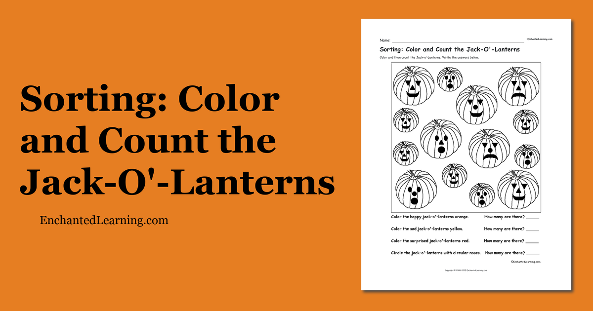 Sorting: Color and Count the Jack-O'-Lanterns - Enchanted Learning
