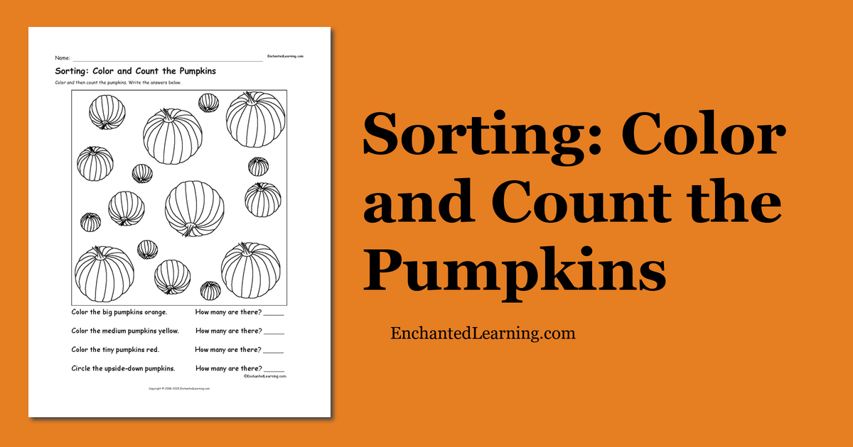 Sorting: Color and Count the Pumpkins - Enchanted Learning